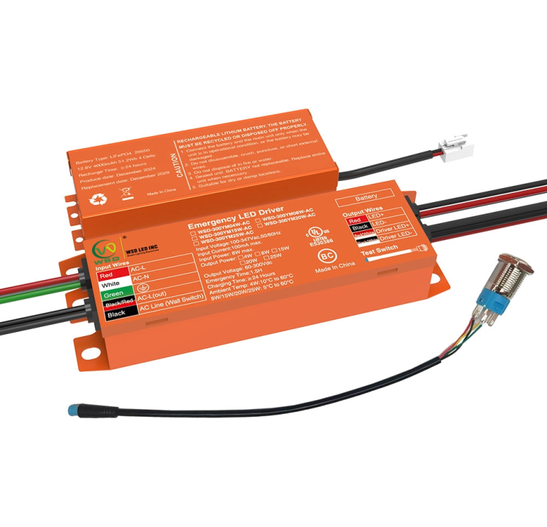 8W Emergency Battery Backup 60-300Vdc WSD-300YM08W-AC